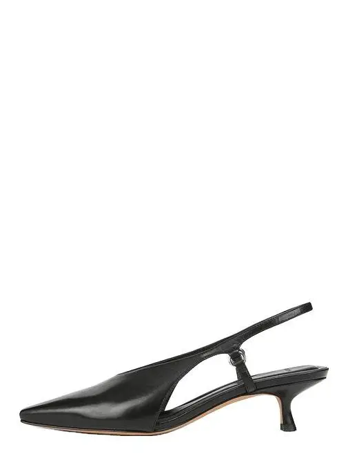 Vince Sabrina Leather Slingback Kitten Heel - Black