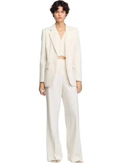 Sandro Sequin Suit Trousers - Neutral / White