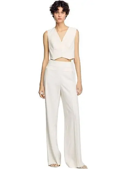 Sandro Sequined Cropped Vest - Neutral / White