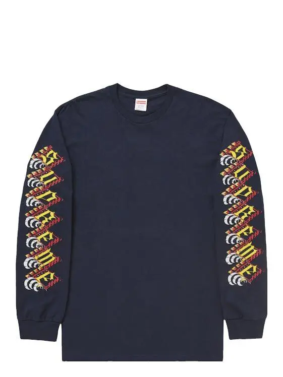 Supreme Strawberries Long Sleeve Tee Shirt - Navy Blue
