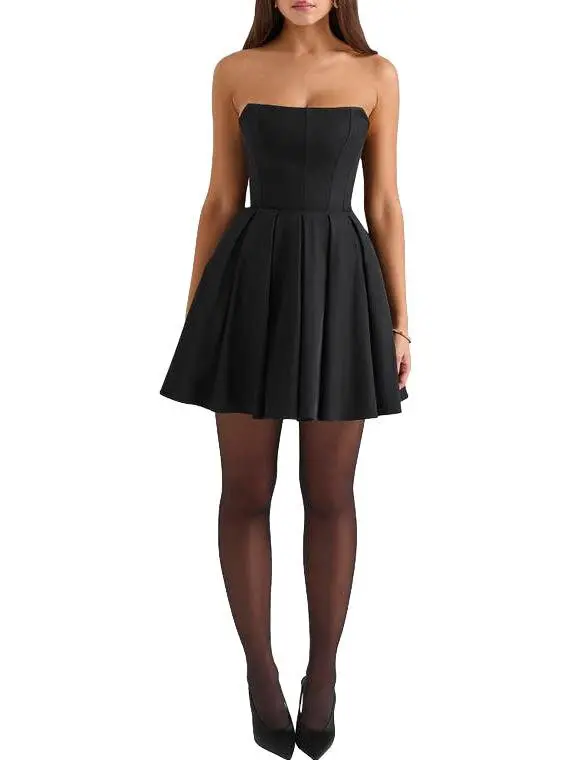 House Of Cb Emmanuela Strapless Fit & Flare Dress - Black