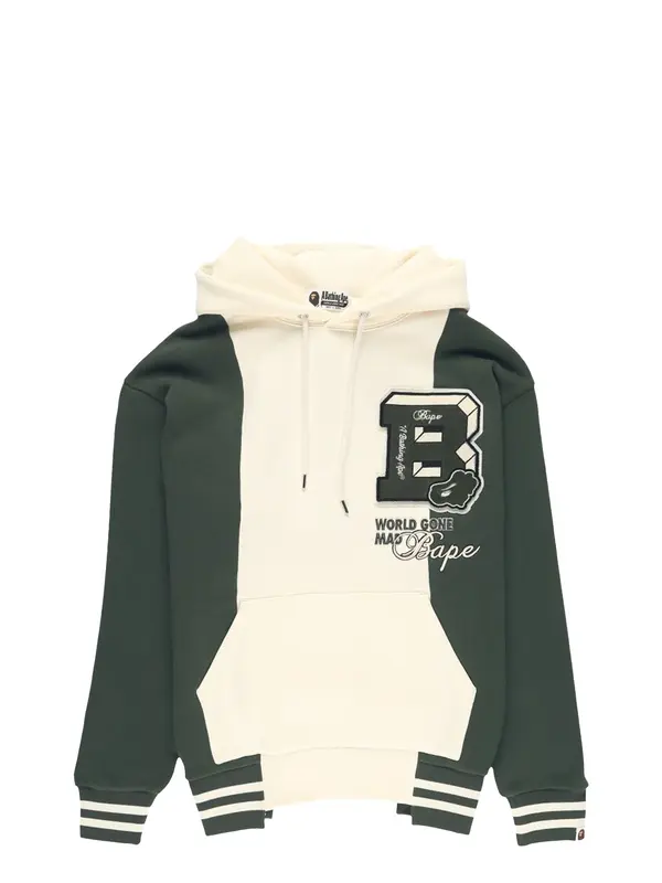 A BATHING APE Badges Color Block Hoodie - Cream