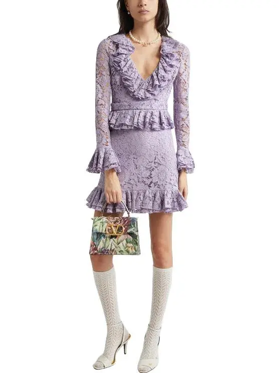 Valentino Garavani Guipure Lace Minidress - Lavender