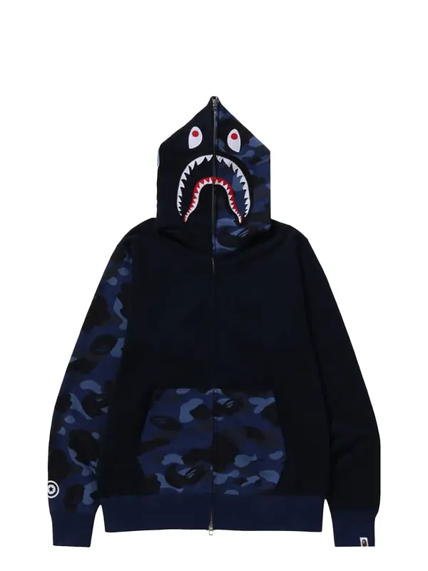 A BATHING APE Color Camo Shark Full Zip Hoodie - Blue