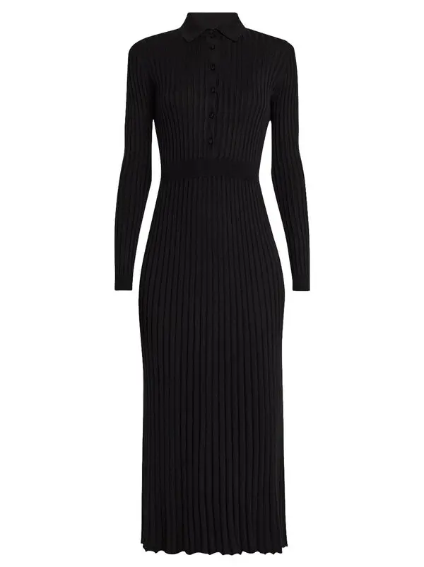Gabriela Hearst Ardor Rib-knit Midi Polo Dress - Black