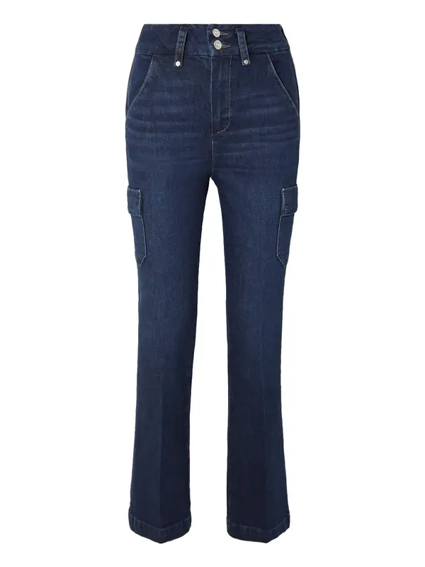 Paige Dion High-rise Flared Cargo Jeans - Blue