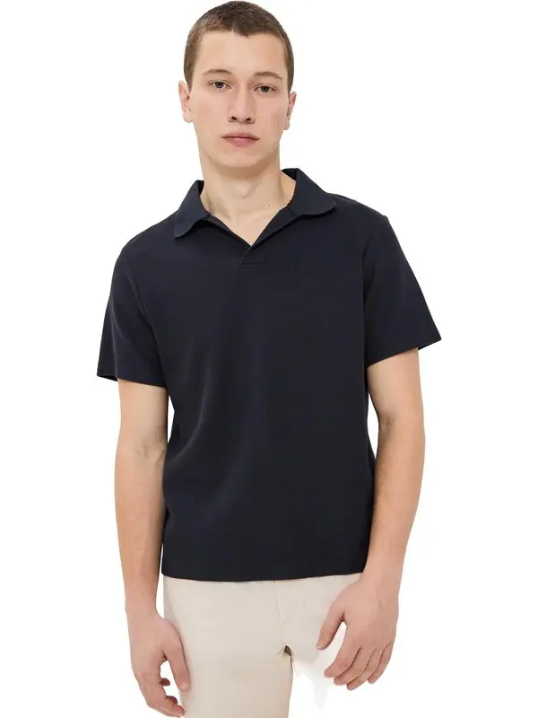FRAME Short Sleeve Jacquard Polo - Dark Navy