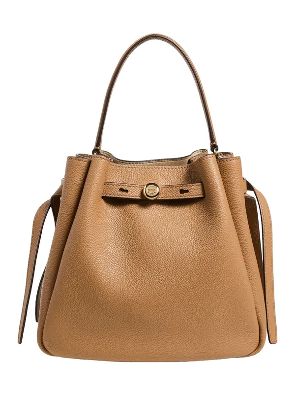Tory Burch Romy Pebbled Small Bucket Bag - Tiramisu
