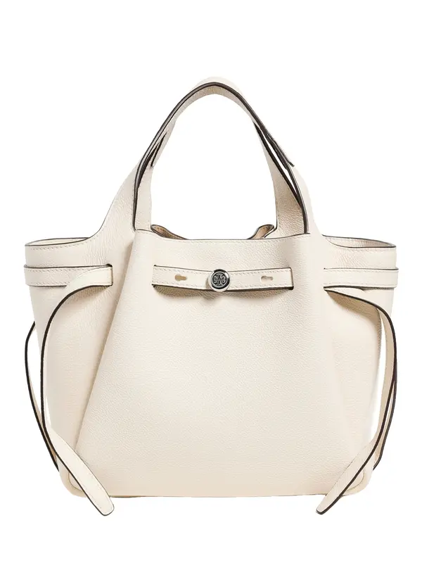 Tory Burch Romy Pebbled Satchel - Light Cream