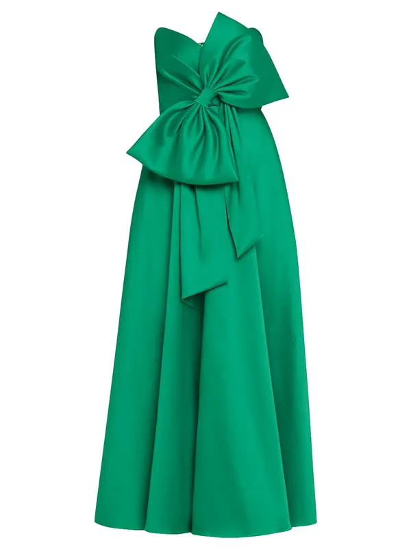 Badgley Mischka Strapless Bow-front Gown - Emerald