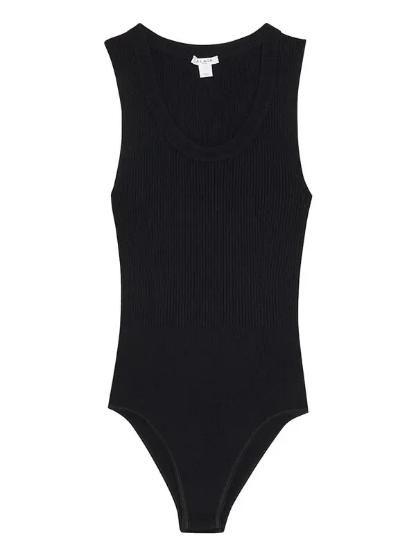 Alaïa Sleeveless Slim Fit Bodysuit - Black