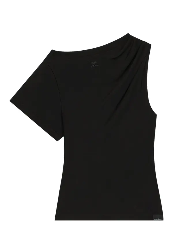 COURREGES Asymmetric Draped T-shirt - Black
