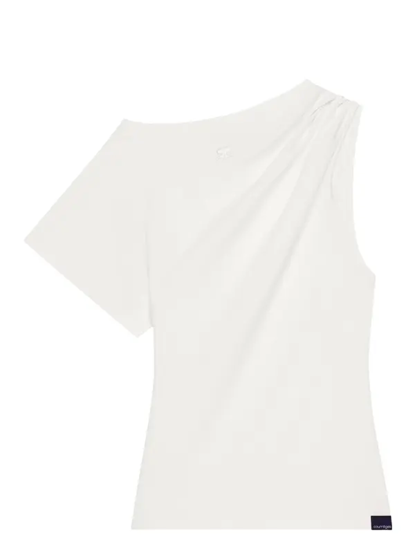 COURREGES Asymmetric Draped T-shirt - White