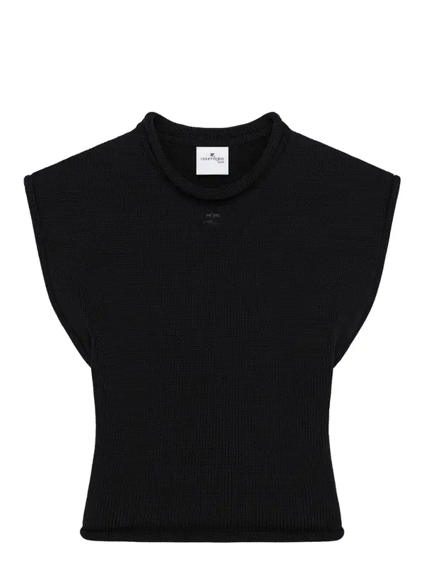 COURREGES Cropped Sleeveless Jumper - Black