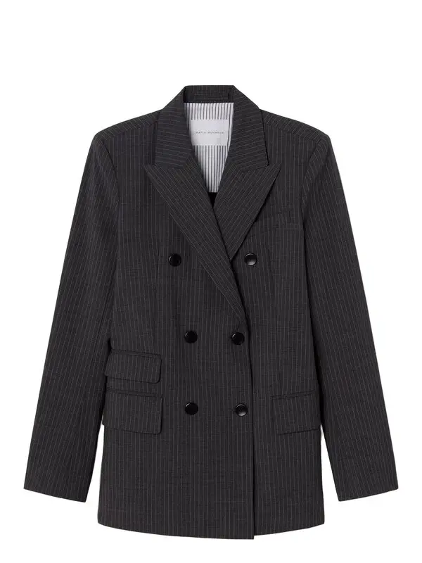 Maria Mcmanus Billiet Double-breasted Blazer - Charcoal Pinstripe