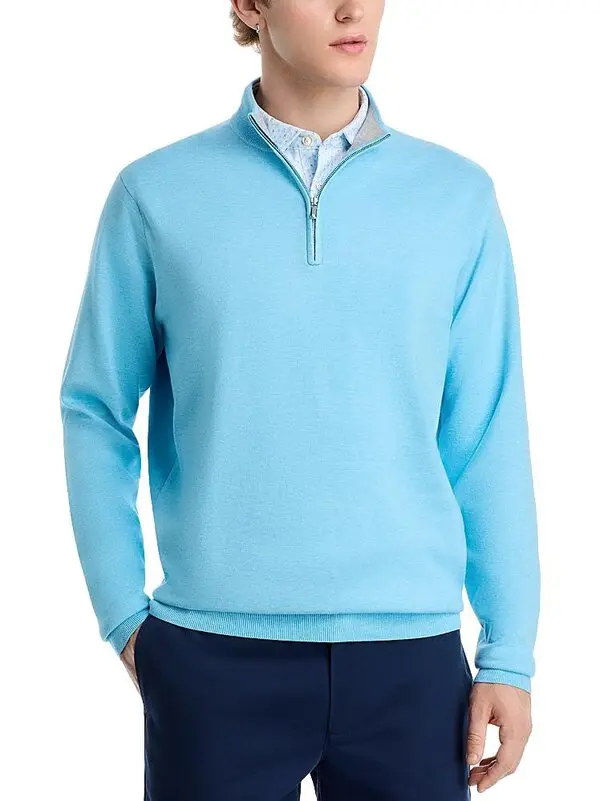 Peter Millar Crown Coolspun Cotton Quarter Zip Sweater - Seaport