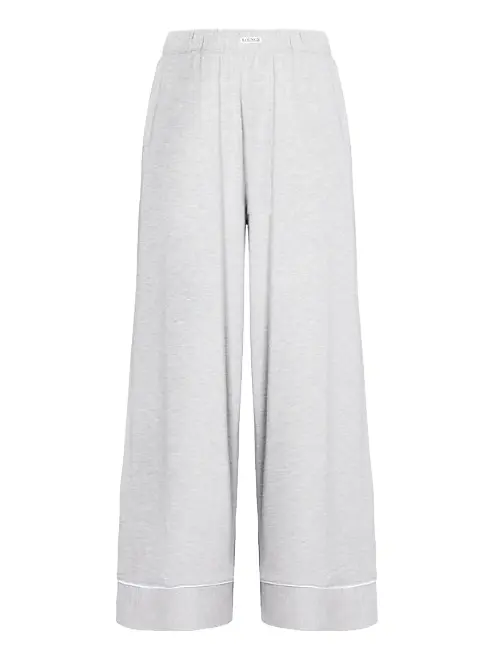 Lounge Contrast-piping Wide-leg Modal-jersey Pyjama Trousers - Grey Marl