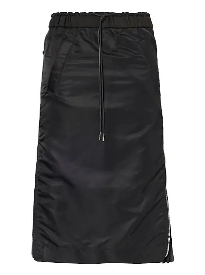 Sacai Padded Pleated Shell Midi Skirt - Black