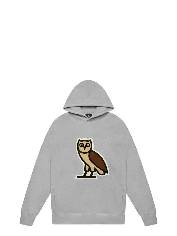 OVO Chenille Bubble Owl Hoodie - Heather Grey