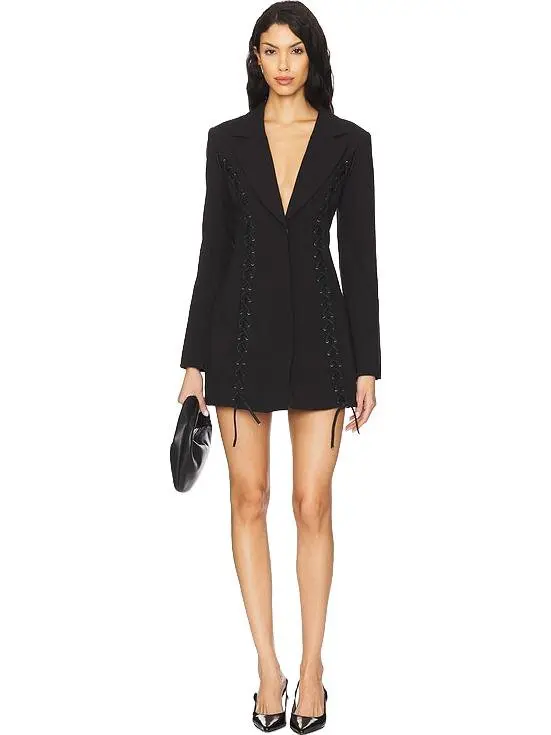 Bardot Verity Lace Up Blazer Dress - Black