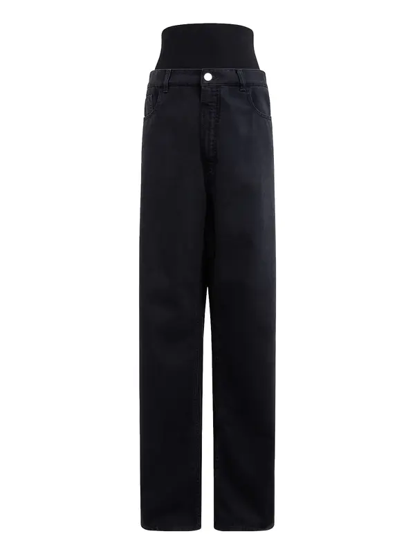 Alaïa Knit Band Waist Straight Leg Jeans - Noir