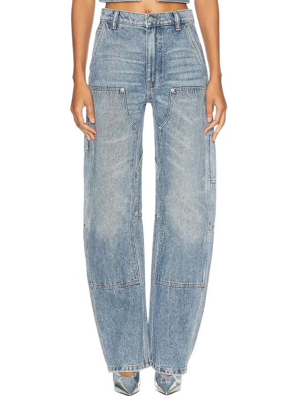 Alexander Wang High Waisted Wide Leg Jeans - Classic Worn Indigo