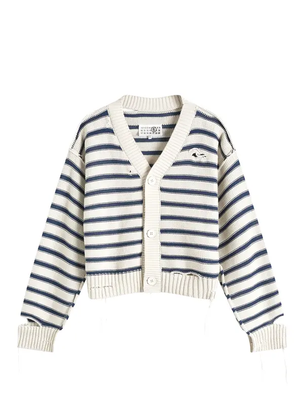 MAISON MARGIELA Striped Button-up Cardigan - Chalk/navy