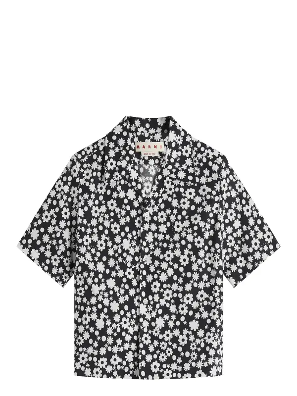 Marni Floral Cropped Shirt - Black