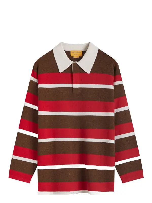 Guest In Residence Striped Cashmere Rugby Shirt - Chestnut/true Red Stripe