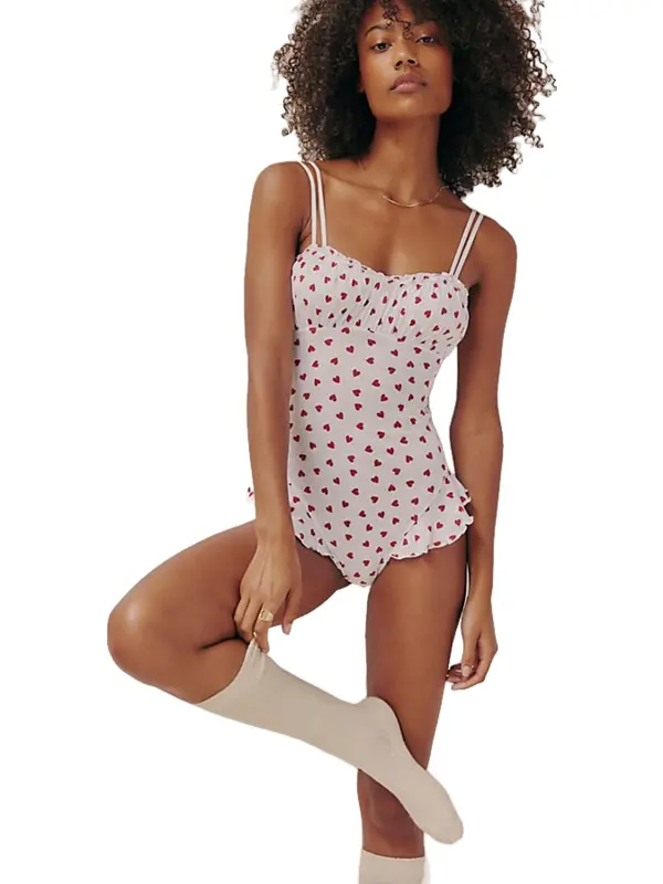 Only Hearts X Intimately Heritage Heart Flirty Teddy - White