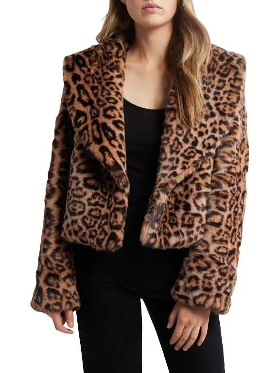 NIKKI LUND Liza Print Faux Fur Jacket - Leopard