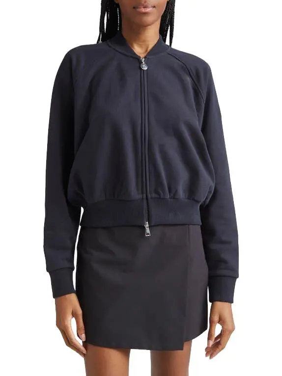 Moncler Zip Crop Cotton Cardigan - Blue