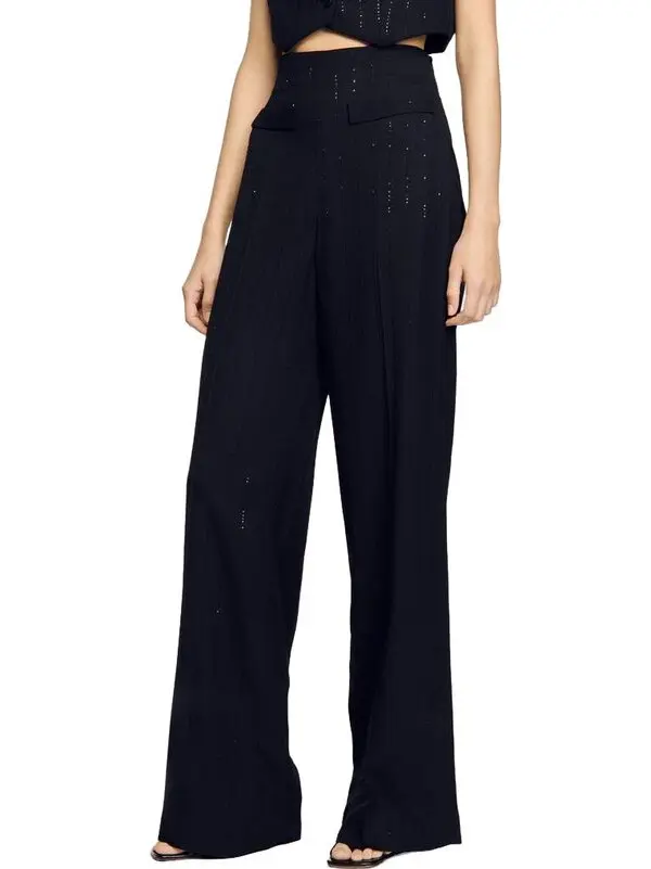 Sandro Sequinned Suit Trousers - Black