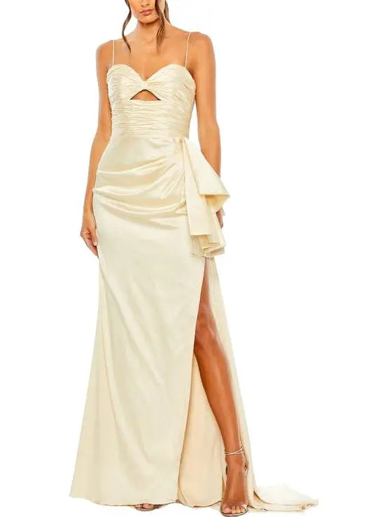 Mac Duggal Strapless Cut-out Bow Gown - Buttercup