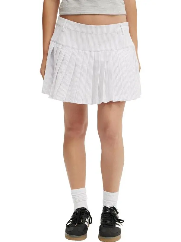 COTTON ON Pleated Mini Skirt - White Pinstripe