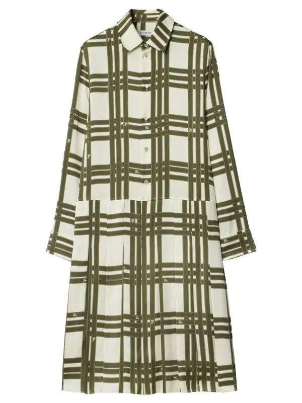 Burberry Ribbon-check Silk Dress - White