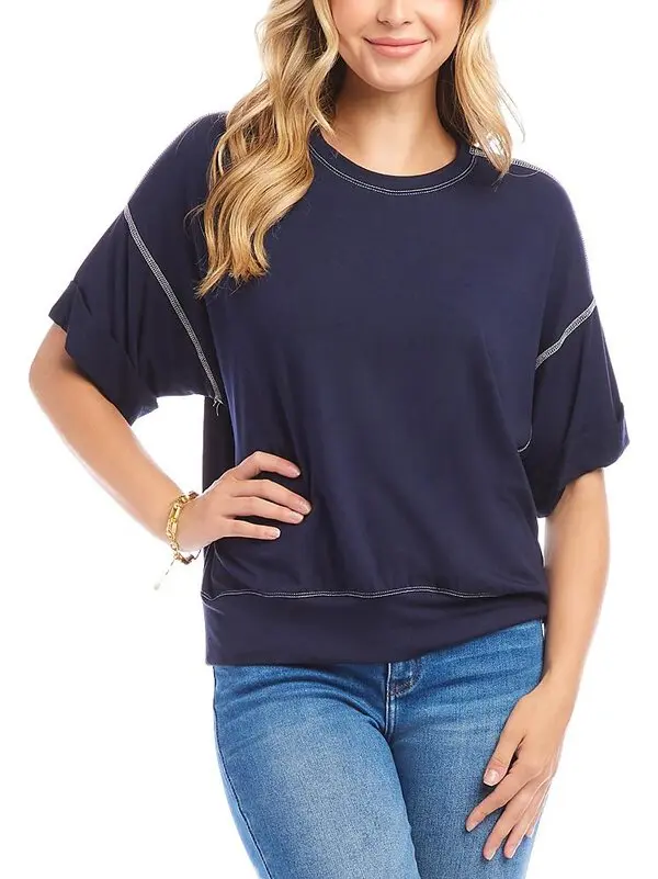 Karen Kane Cuffed Sleeve Tee - Navy
