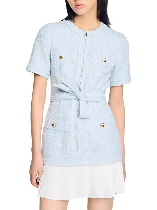 Sandro Short Tweed Dress - Sky Blue