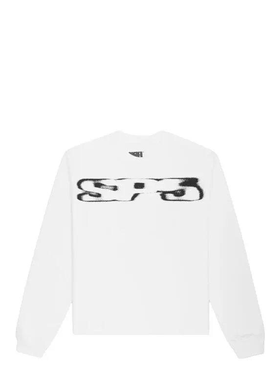 SP5DER Sp5 Blurry Long Sleeve Tee Shirt - White