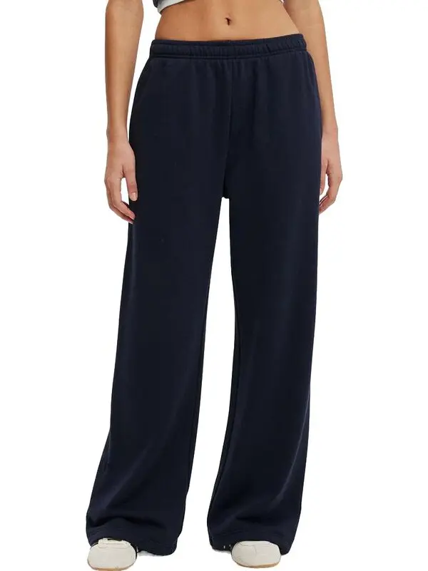 COTTON ON Wide Leg Fleece Track Pants - Total Eclipse