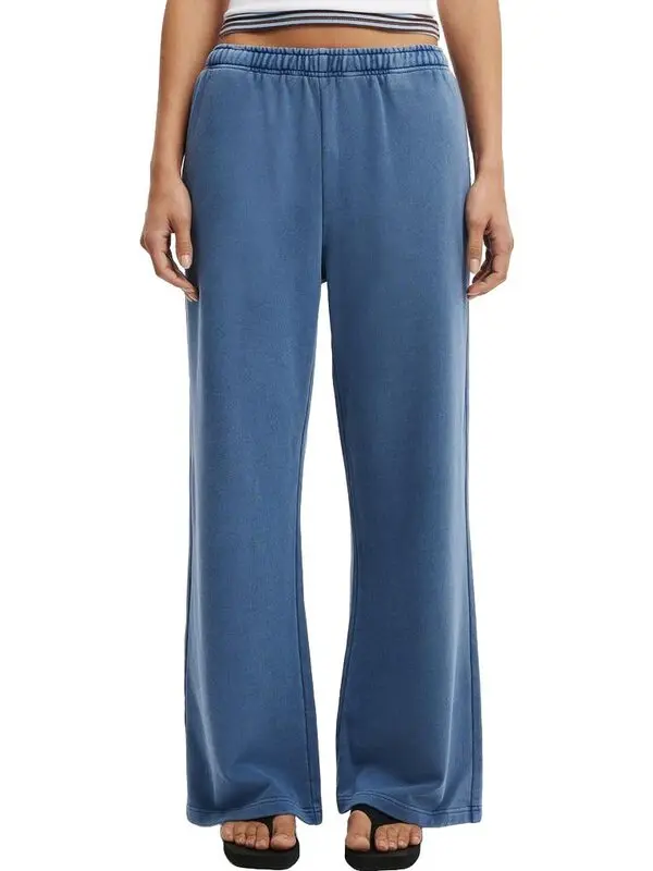 COTTON ON Wide Leg Fleece Track Pants - Washed Indigo Blue