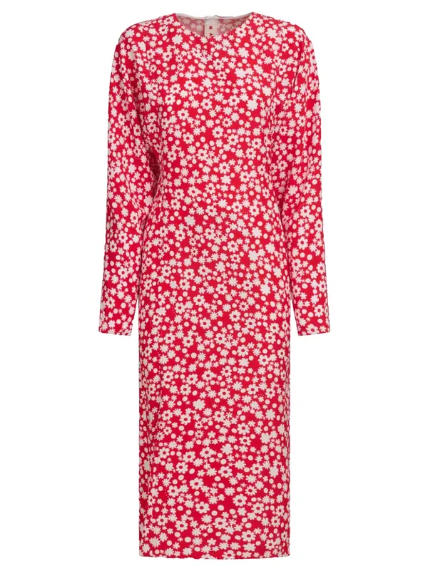 Marni Floral-print Midi Dress - Red
