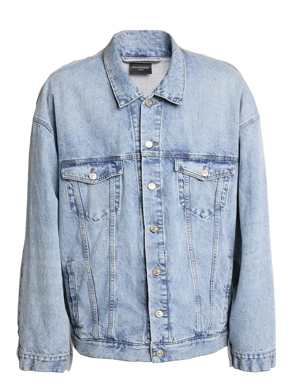 Balenciaga Pieced Denim And Terry Trucker Jacket - Classic