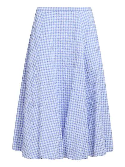 Marni Seersucker Checked Midi Skirt - Light Blue