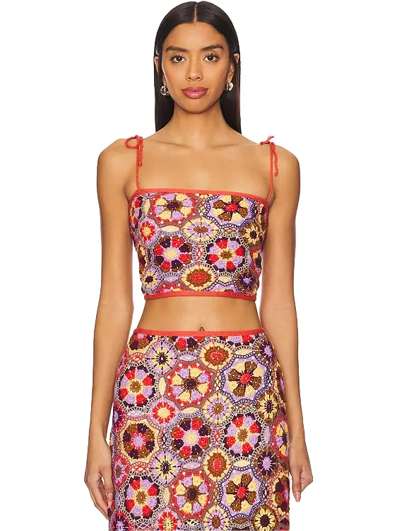 Agua Bendita X Vicky Crochet Crop Top - Floral Multi