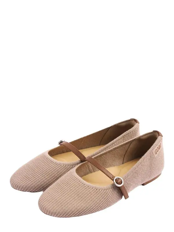 GOBI MONGOLIAN CASHMERE Wool Cashmere Knit Ballet Flats - Beige