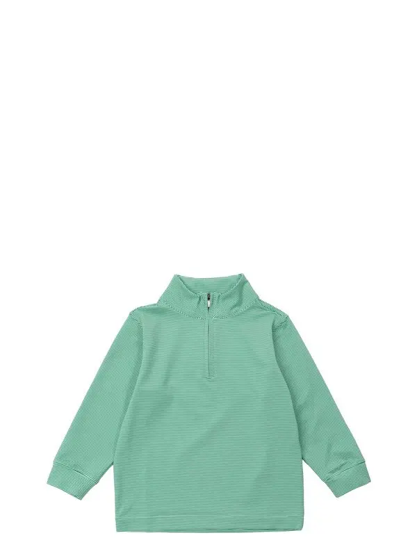 LILA AND HAYES Quarter Zip Pullover - Green Stripes