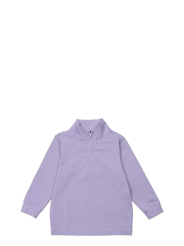 LILA AND HAYES Quarter Zip Pullover - Purple Stripes