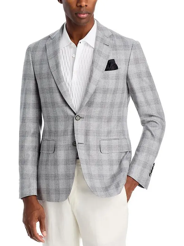 Canali Kei Textured Plaid Sport Coat - Grey