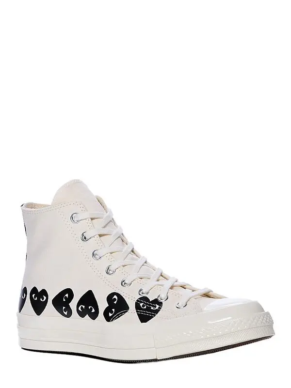 Play Comme Des Garcon X Converse Chuck 70 High Top Sneakers - White